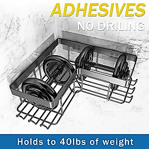 Tipcoo Corner Shower Caddy, 5 Pack Rustproof Shower Organizer,Durable Shower Shelves, No Drilling Stainless Steel Shower Storage Rack with Soap Holder & Toothpaste Holder for Bathroom/Dorm/Kitchen