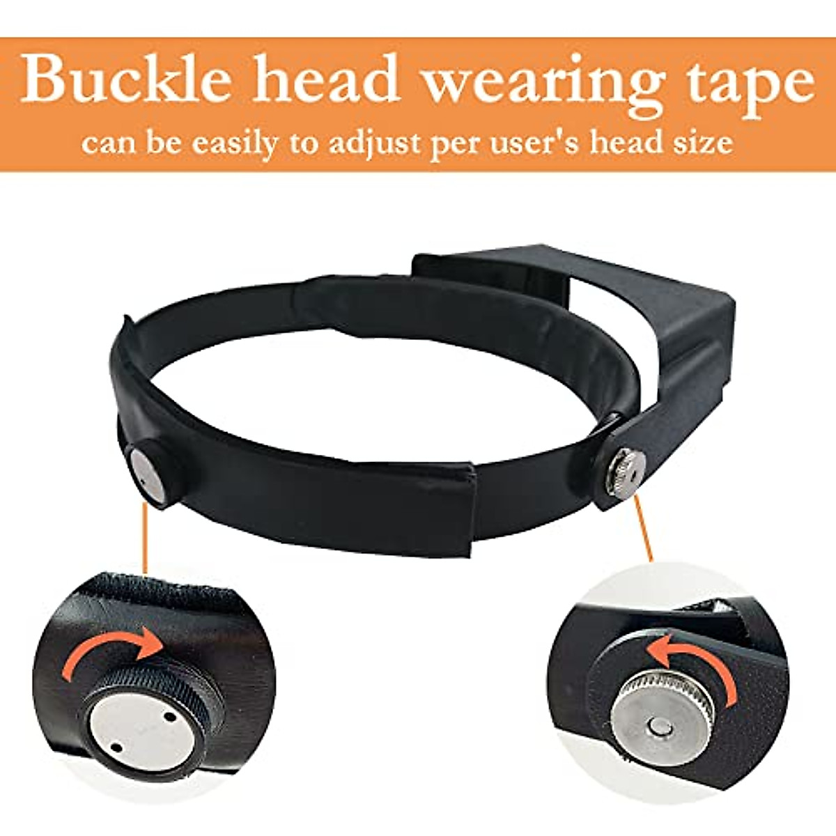 MagDepo Headband Magnifying Glass No Screw with 4 Replaceable Lenses & Cleaning Cloth Handsfree Magnifier Loupe Jewelry Visor for Work, Jewelry Making, Watch Repairing, and Craft