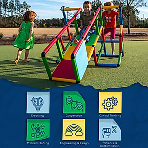 Funphix Kid's Playground Slide Set - Montessori Jungle Gym - STEM Buildable Climbing Toys for Toddlers 2-12 - Indoor & Outdoor Playhouse, 296 Pieces Deluxe Set