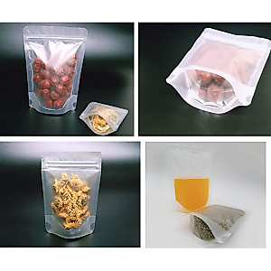 50 Pack Matte Frosted Clear Zipper Food Bags, Stand Up Pouch Bag Resealable Stand Up Candy Bags, Snack Food Tea Packing Dried Fruit Pouches (5.5"x7.8")