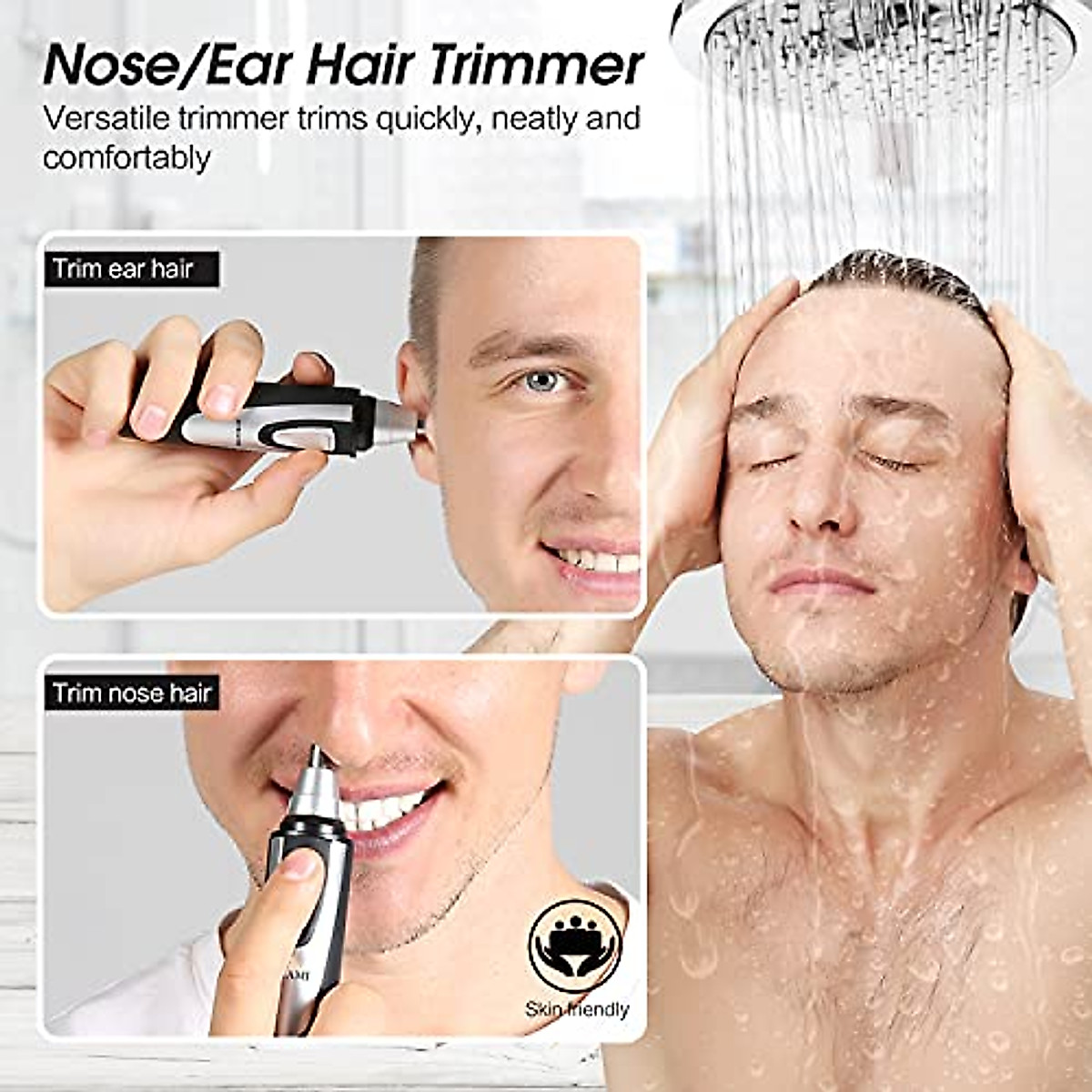 Ear and Nose Hair Trimmer Clipper - 2022 Professional Painless Eyebrow & Facial Hair Trimmer for Men Women, Battery-Operated Trimmer with IPX7 Waterproof, Dual Edge Blades for Easy Cleansing Black
