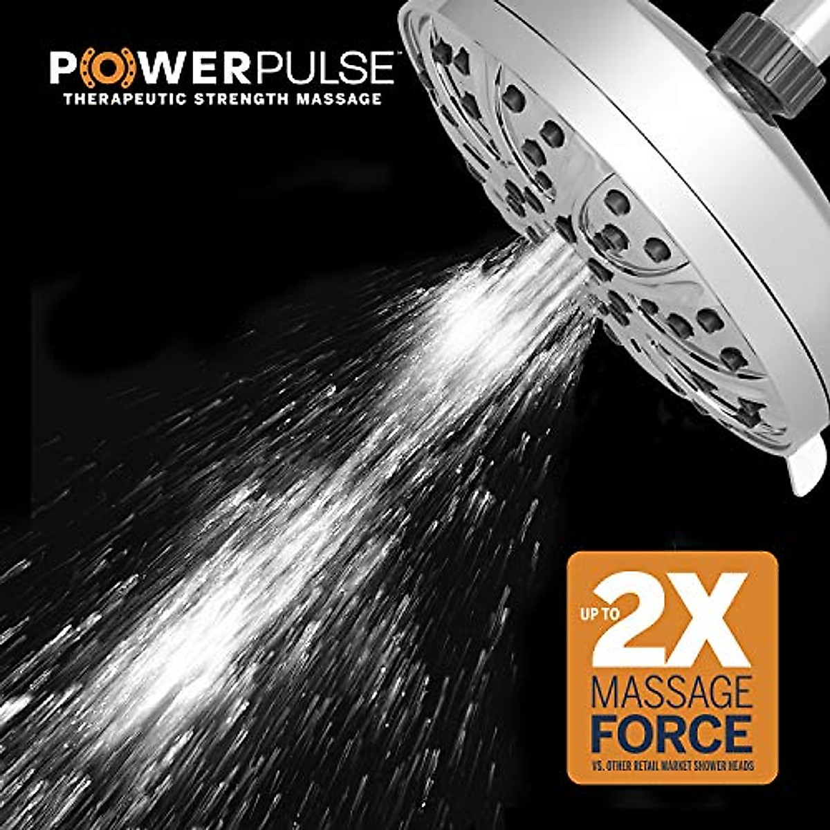 Waterpik XMT-633E High Pressure 6-Mode Rain Shower Head With PowerPulse Massage, 1.8 GPM, Chrome