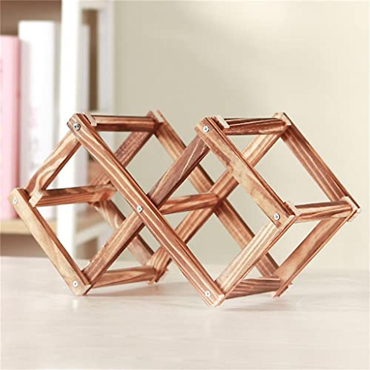 DOUBA Wooden Wine Rack 3 Bottle Rack Bar Display Folding Wooden Wine Rack Wine Bottle Rack (Color : D, Size