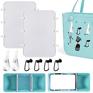 JAPBOR Divider Tray for Beach Bag - 8PCS Beach Bags Accessories Include Divider Trays Compatible, Hook, Key Holder, Insert Charm Organizer Divide Saving Space for Organizing Simple Tote Bag with Holes