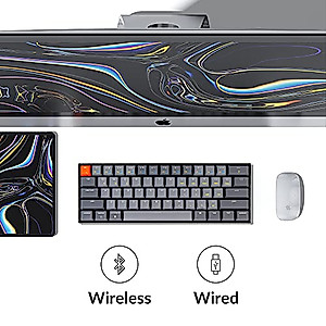 Keychron K12 60% Layout Bluetooth Wireless/USB Wired Mechanical Keyboard for Mac with Gateron G Pro Red Switch White LED Backlit N-Key Rollover, Compact 61 Keys Computer Gaming Keyboard for Windows