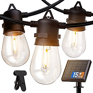 addlon 31(27+4) FT Solar String Lights Outdoor Last 15+Hrs Solar Patio Lights with 10 LED Edison Bulbs IP65 Waterproof Commercial Grade Ambience Patio Lights for Garden Backyard Bistro
