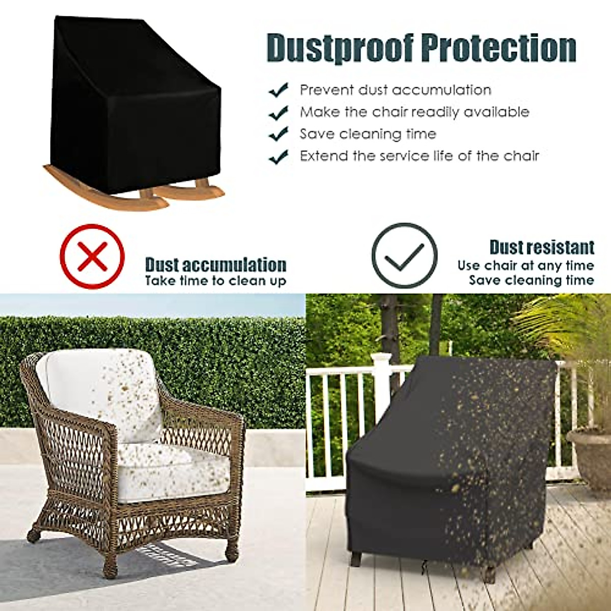 Gicov Patio Chair Cover for Outdoor Furniture Waterproof Heavy Duty Lawn 2 Pack Patio Furniture Cover Lounge Deep Seat Cover UV Resistant All Weather Protection for Garden Furniture