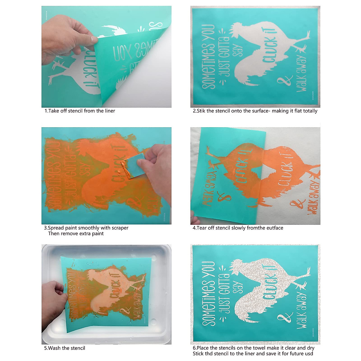 BOOLOOEN Silk Screen Stencil, Reusable Self-Adhesive Stencil for on Wood, Chalkboard, Home Decor, 8.5'' x 8.5''.