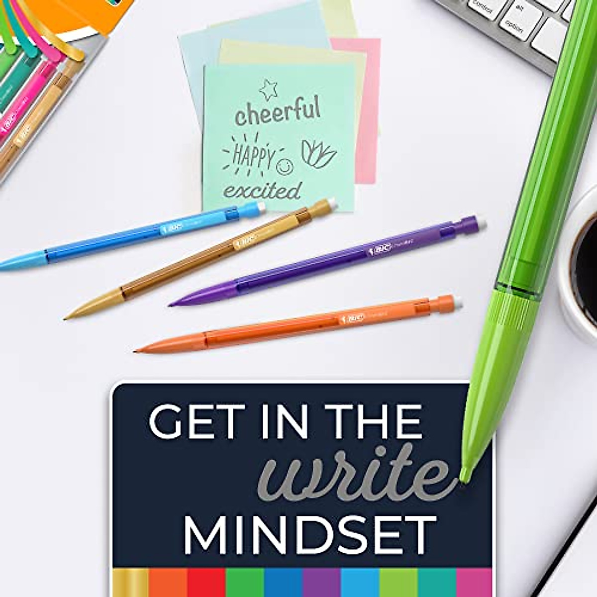 BIC Color Cues Mechanical Pencil Set (MPUA60-AST), 60-Count Pack, Black, Fun Color Pencils for School, Perfect for School Supplies