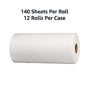 AmazonCommercial FSC Certified 2-Ply White Adapt-a-Size Kitchen Paper Towels, Individually Wrapped, 1680 Count, 12 Pack of 140, White