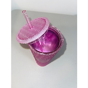 Starbucks Plastic Cold CUP Cherry Blossom Pink Chain Soft Touch Ice Tumbler 24oz Venti Size