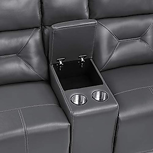 Lexicon Edelweiss Power Double Reclining Loveseat, Dark Gray