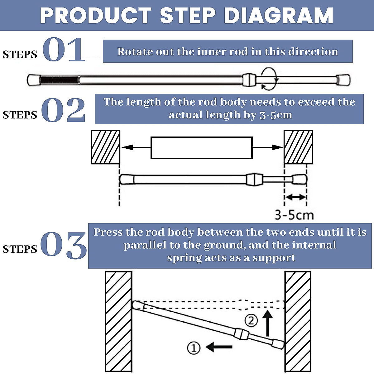 Fabbay Window Security Bar Adjustable Sliding Glass Door Lock Security Stick for Door with Rubber Tips, 23.62-39.37 Inch in Length(White, 2 Pieces)