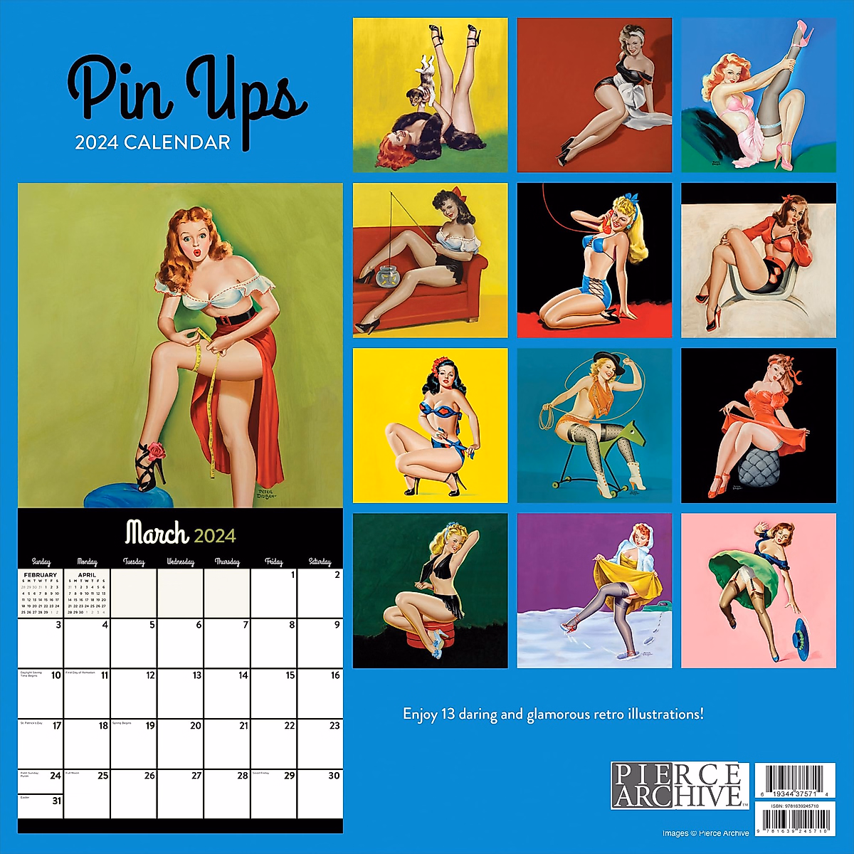 TF PUBLISHING 2024 PinUps Wall Calendar | Large Grids for Appointments and Scheduling | Vertical Monthly Wall Calendar 2024 | Home and Office Organization | Premium Matte Paper | 12"x12”
