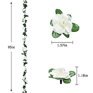 Senseya 6pcs 48FT Artificial Flower Garlands, Fake Peony Vine Artificial Flower with Green Leaves, Hanging Fake Roses Vine for Wedding Home Hotel Office Garden Christmas Wall Arch Decor (Ivory)