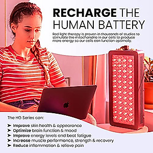 Hooga Red Light Therapy Device for Face, Body. Red Near Infrared 660nm 850nm, 60 Clinical Grade LEDs, High Power Output Panel. Improve Sleep, Pain Relief, Skin Health, Anti-Aging, Energy, Recovery.