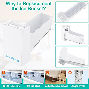 UPGRADED DA97-14474C Refrigerator Ice Bucket Compatible with Samsung Ice Maker Replacement Ice Bin Container Parts DA97-14474A Assy Tray Ice, RF28HMEDBSR RF263TEAESR RF28HFEDBSR Refrigerator Ice Maker