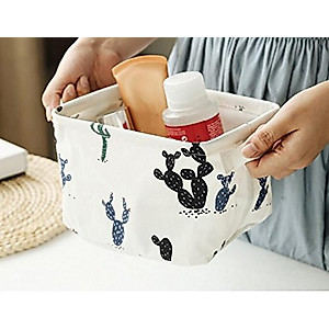 KRLIFCSL Storage Bins Foldable Cactus Storage Basket for Nursery, Kids Toys, Makeup, Small Items, Desktop Organization, Set of 4 (Cream)