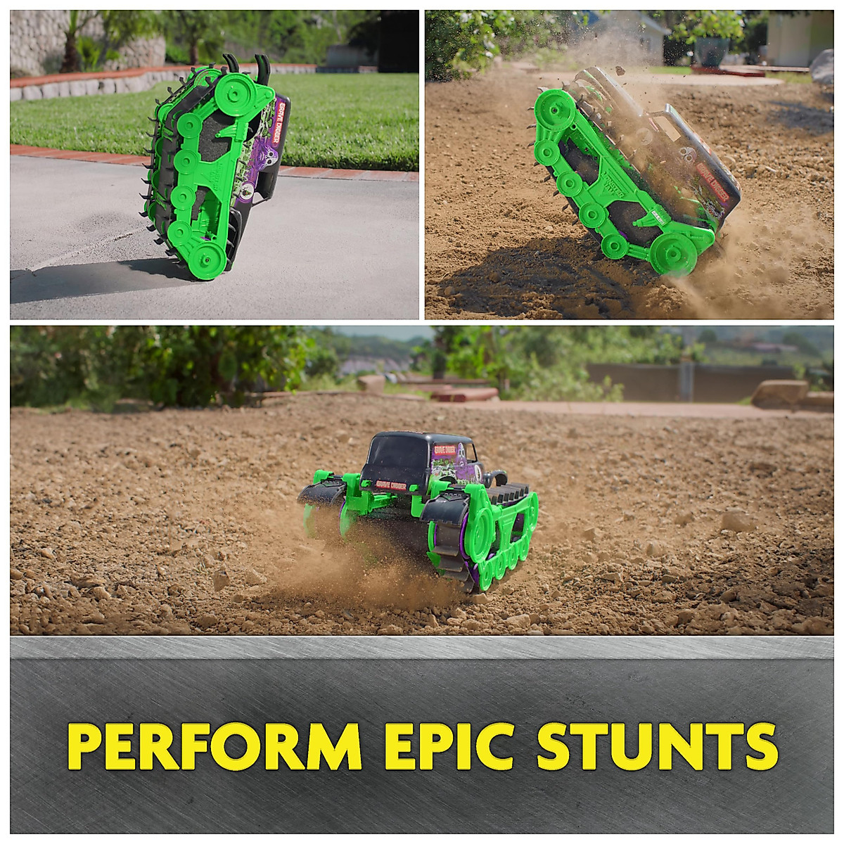 Monster Jam, Official Grave Digger Trax All-Terrain Remote Control Outdoor Vehicle, 1:15 Scale, Kids Toys for Boys and Girls Ages 4-6+