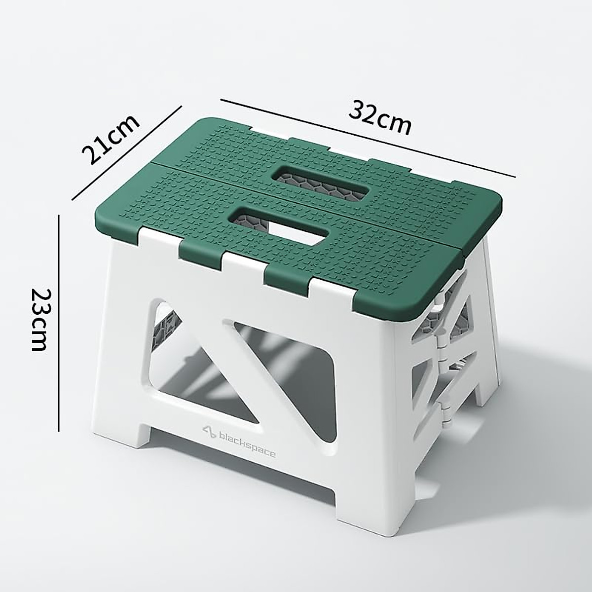 BLACKSPACE 9" Folding Step Stool for Kids or Adults, 300 lbs Capacity Non-Slip Compact Plastic Foldable Step Stool with Handle, Portable Lightweight Small Stool for Home or Kitchen(Green)