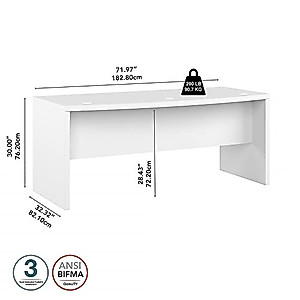 Bush Business Furniture Echo Bow Front Desk, Pure White