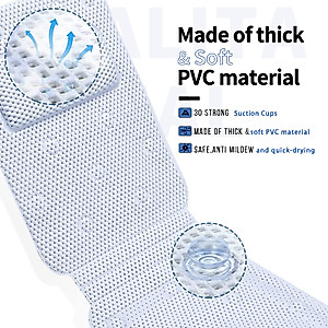 Bath Pillow Full Body, SurSoul Quick-Drying Spa Pillow for Tub, Bathtub Pillow with Soft PVC, Bath Bed with Suction Cups