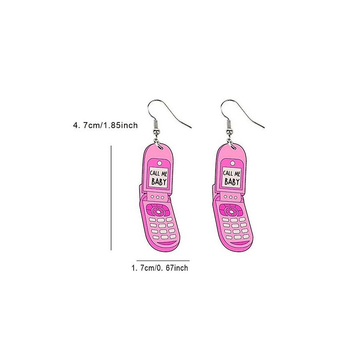 70s 80s Hot Pink Acrylic Mobile Phone Radio Games Console Skating Shoes Dangle Drop Earrings for Women Retro Cartoon Funny Colorful Neon Resin Machine Toy Earrings for 1980s Party Halloween Jewelry Gifts (Mobile phone earrings)