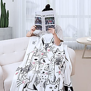 BQH Cat Throw Blanket for Cat Lovers Cute Blankets Cat Plush Blanket Cat Blanket for Women Cat Themed Gifts for Women (50 * 60inchs,NewCat6)…