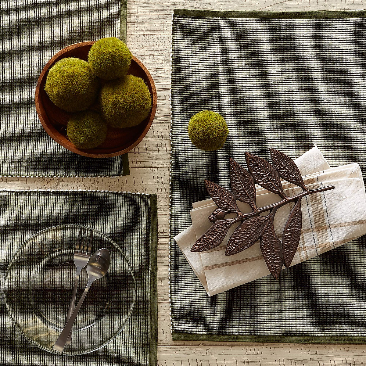 DII Two-Toned Collection Tabletop, Placemat Set, Sage, 6 Piece