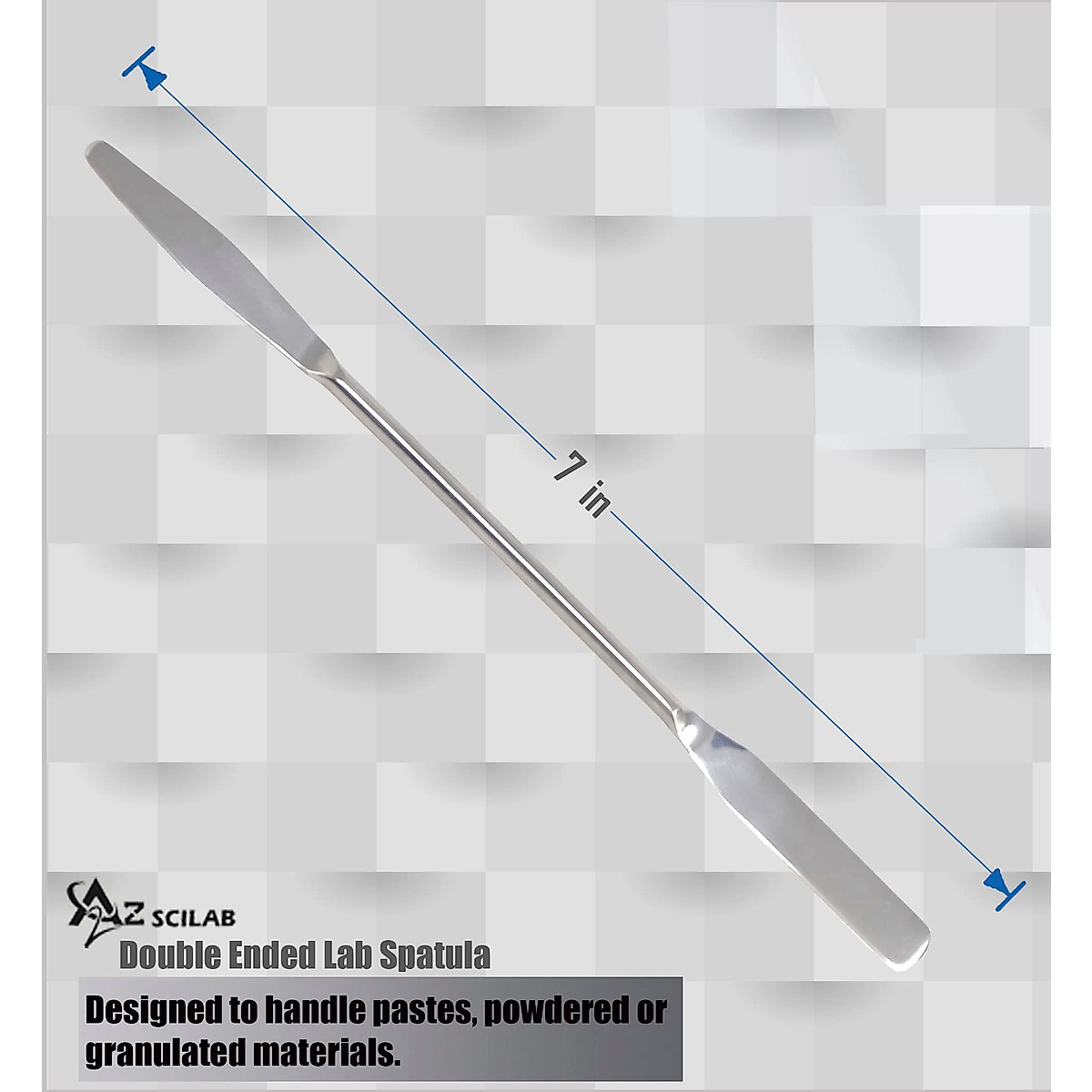 A2Z-DE003 Stainless Steel Double Ended Micro Lab Spatula Sampler, Round & Tapered Arrow End, 7" Length