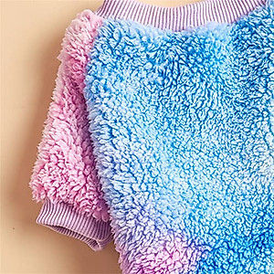 Moorfowl 2 Pack Gradient Dog Plush Sweater for Small Dogs Warm Soft Cat Fleece Pullover Sweater Winter Thickening Coat Sweatshirt Puppy Clothes for Cold Weather (Medium(Back 11.8",Chest 15.7"))