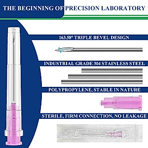 100Pcs 18G 1.5 Inch (38MM) Luer Lock Needle Scientific Lab Tools for Measuring, Refilling Ink, Industrial and Crafts Individually Packed