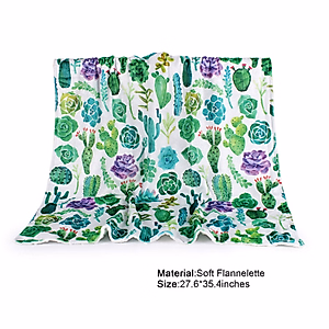 YIQIGO Watercolor Texture with Succulent Cactus Plant Baby Blanket Swaddle Kid Toddler Blanket (Purple Flower)