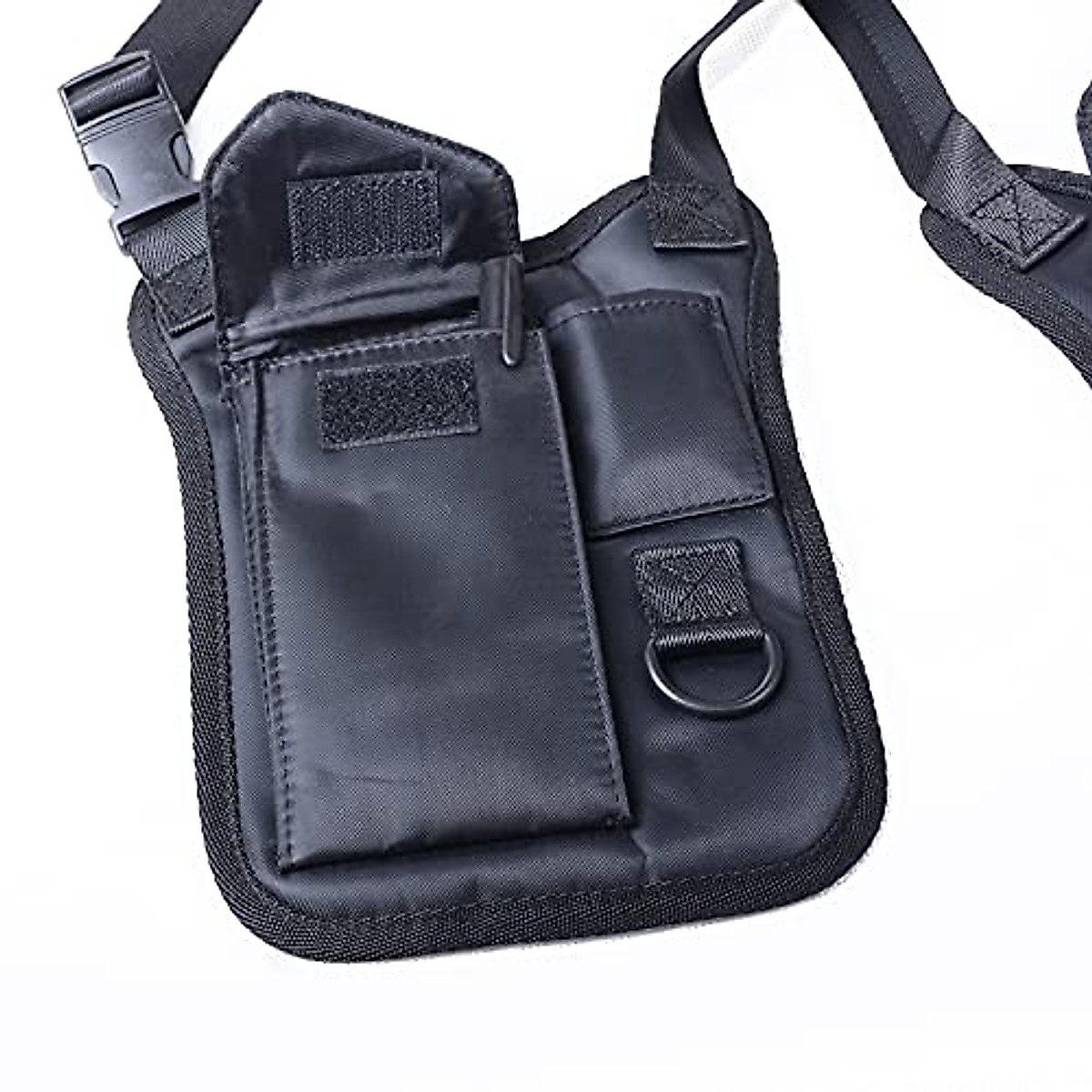 HFU Anti-Theft Hidden Underarm Strap Wallet Holster Bag Leisure Nylon Adjustable Double Shoulder Concealed Pocket Sport Outdoors (956# Black)