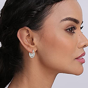 LeCalla Sterling Silver Jewelry Heart Filigree Cage Hoop Earrings for Women