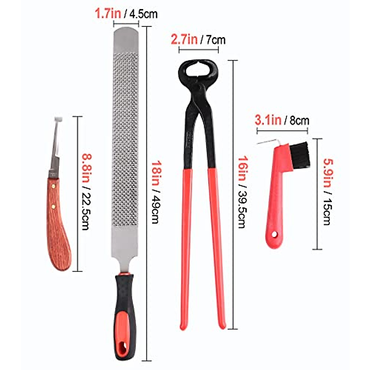 Ueemph Farrier Tools 16-inch,Horseshoe Pliers Tool for Horses,Rasp Hoof Cutter Set, Horses Hoof Trimmers Tools, Suitable for hoof Trimming of Goats, Sheep, Alpaca, Pigs, Horse Pick, Cattle, Donkeys.