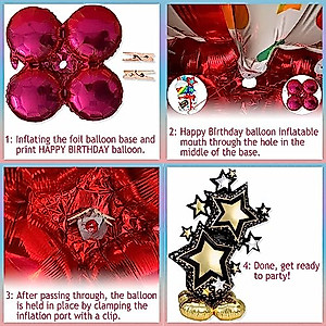 Black Gold Star Balloons, 2 Pcs Standing Foil Star Balloon, 32 Inch Thickened Large Mylar Star Balloons for Birthday Party Graduation Baby Shower Anniversary Engagement Bachelorette Decorations