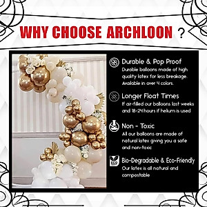 Archloon White Sand Gold Balloons Garland Arch Kit,192PCS White Nude Balloons with Metallic Chrome Gold Latex Balloons for Birthday Decorations