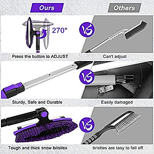 GLLPN Ice Scraper and Snow Brush for Car Windshield with Ergonomic Foam Grip Ergonomic,Winter Windows Scraper for Cars, Trucks, SUVs (31.5" to 39.3")