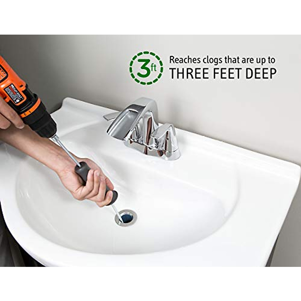 DrainShroom DSSNK070 Revolutionary Tub and Sink Snake Auger Clog Remover for Bathroom Drains, 42 Inch, Stainless