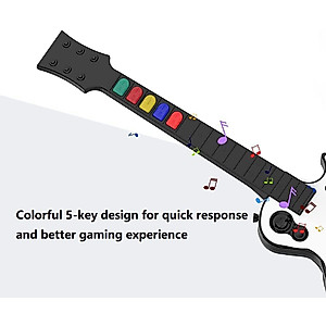 DOYO Guitar Hero Controller for PC and PS3, Wireless Guitar for Guitar Hero 3/4/5 and Rock Band 1/2 Games, Guitar Hero Guitar with strap (5 Keys/White)