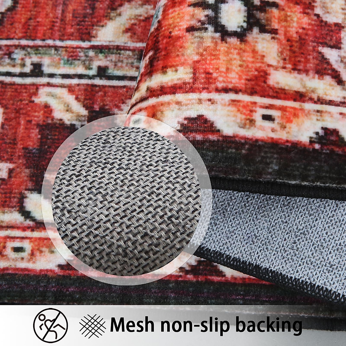 TOLORD Boho Persian 3x5 Rug Living Room Bedroom Area Rugs Non-Slip Large Rugs Washable Short Pile Rug for Living Room Bedroom Dining Room Luxury Carpet