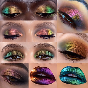 Chameleon Eyeshadow Liquid Glitter Eye Makeup, High Pigment Intense Color Shifting Green Violet Metallic Eye Shadow, Holographic with No Creasing Metal Glitter and Glow Liquid Eyeshadow,1.6g (#04 ELF)