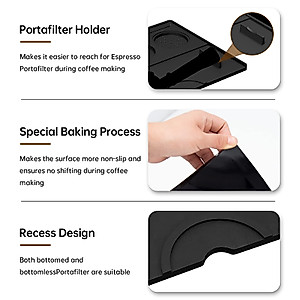 Luriseminger Espresso Tamping Mat Food Grade Silicone Coffee Tamp Mat Coffee Tamper Mat Coffee Pad Tamp Station for Barista Tool Home Kitchen Bar Coffee Shop Espresso Accessory(10.6Inch X 9Inch)