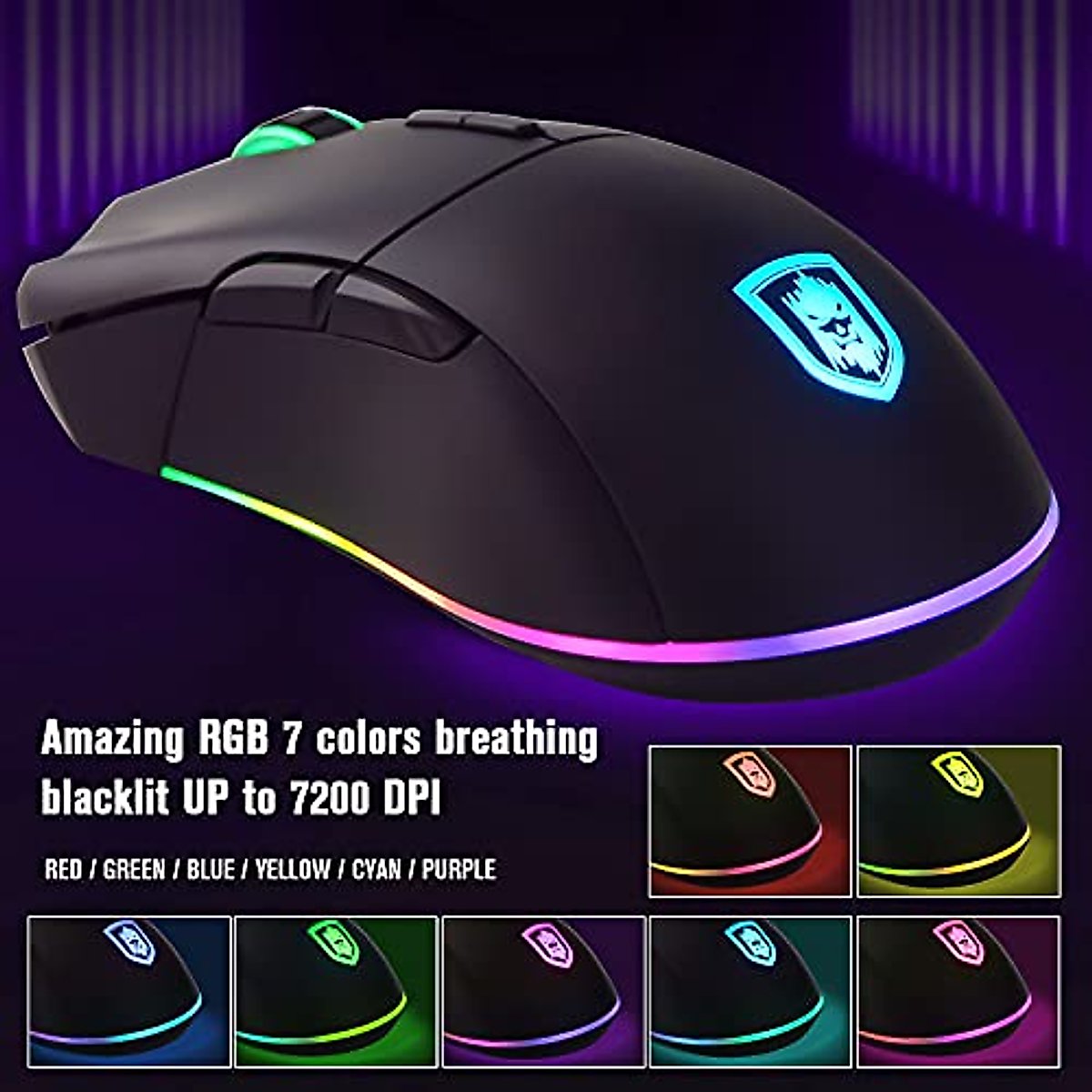 KOLMAX K3 RGB Gaming Keyboard and Mouse Combo,RGB Mechanical feel Gaming Keyboard with Ergonomic Detachable Wrist Rest, Programmable 7200 DPI RGB Gaming Mouse for Windows PC Mac Office/Gaming/Xbox/PS4