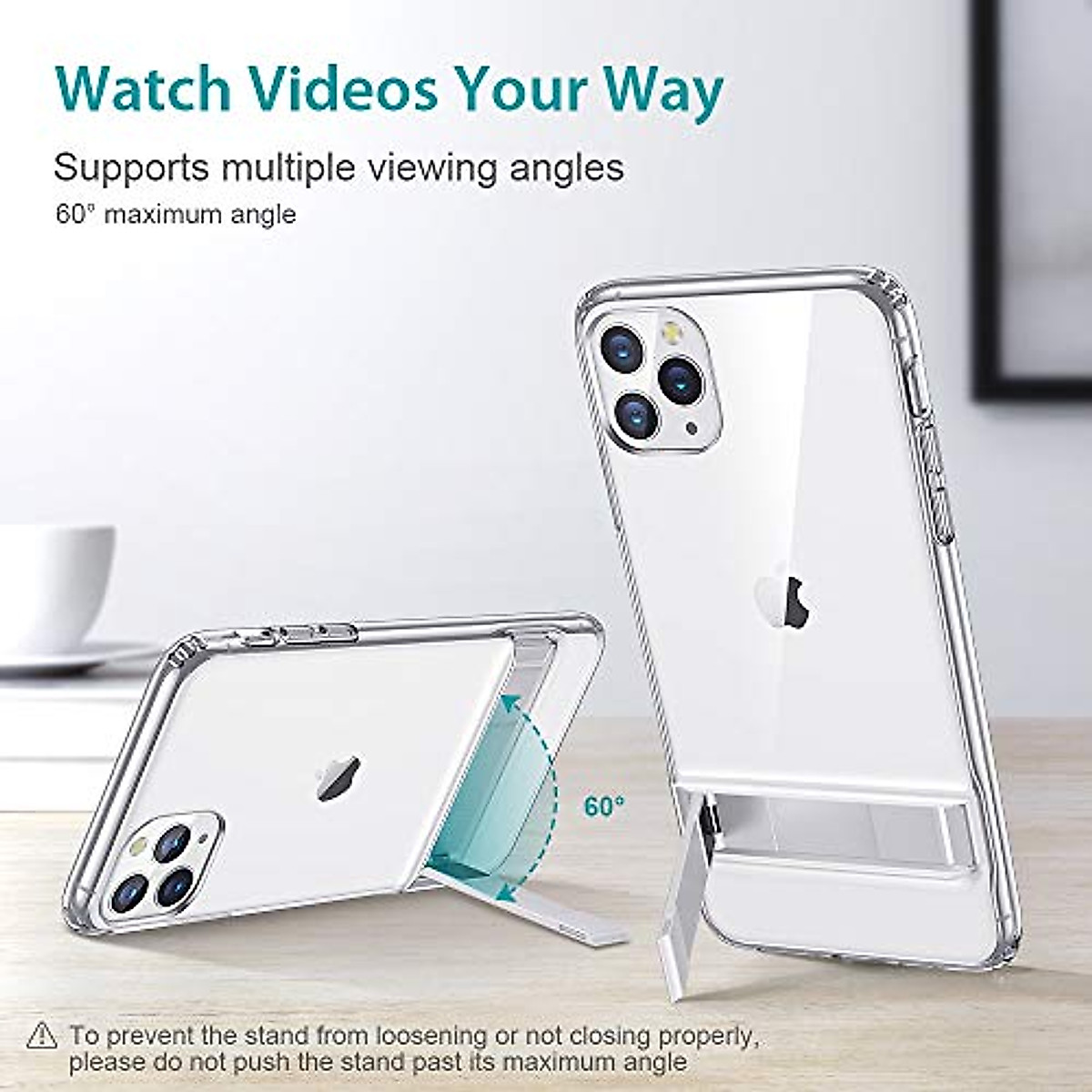 ESR Metal Kickstand Designed for iPhone 11 Pro Max Case, [Vertical and Horizontal Stand] [Reinforced Drop Protection] Flexible TPU Soft Back for iPhone 11 Pro Max (2019 Release), Clear