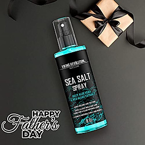 Viking Revolution Sea Salt Spray for Hair Men - Hair Texturizing Spray with Kelp, Aloe Vera & Red Algae Extract - Surf Spray to Add Volume and Texture - Sea Salt Spray for Men Beach Hair Spray 8oz