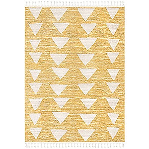 Well Woven Tango Yellow Geometric Triangle Pattern Stain-Resistant Area Rug (6'7" x 9'3")