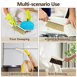 ABuYanOIn 2-Pack Cleaning Brush Set, Wooden Handheld Dusting Brushes with Soft Bristles for Car, Bed, Countertop & Furniture (Crank, Brown & Straight Handle, Khaki)