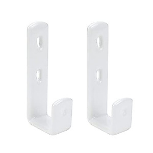 Geesatis Hook Hardware 2 PCS Bed Ladder Hooks Utility Hooks Bunk Bed Ladder Hook Unique Design Heavy Duty Hook Brackets for Bed Decoration Tool, with Mounting Screws, White, Inner Length: 28mm